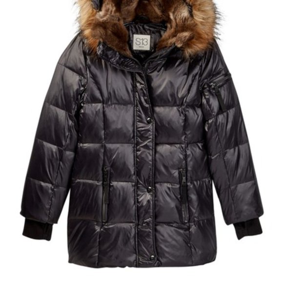 S13 | Jackets & Coats | New S3 Chelsea Faux Fur Hooded Gloss Down Coat ...